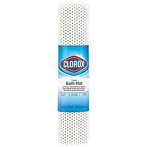 Clorox by Duck Brand Cushioned Foam Bathtub Mat, Non Slip Bath Mat with Suction For Comfort and Safety, 17" x 36", White