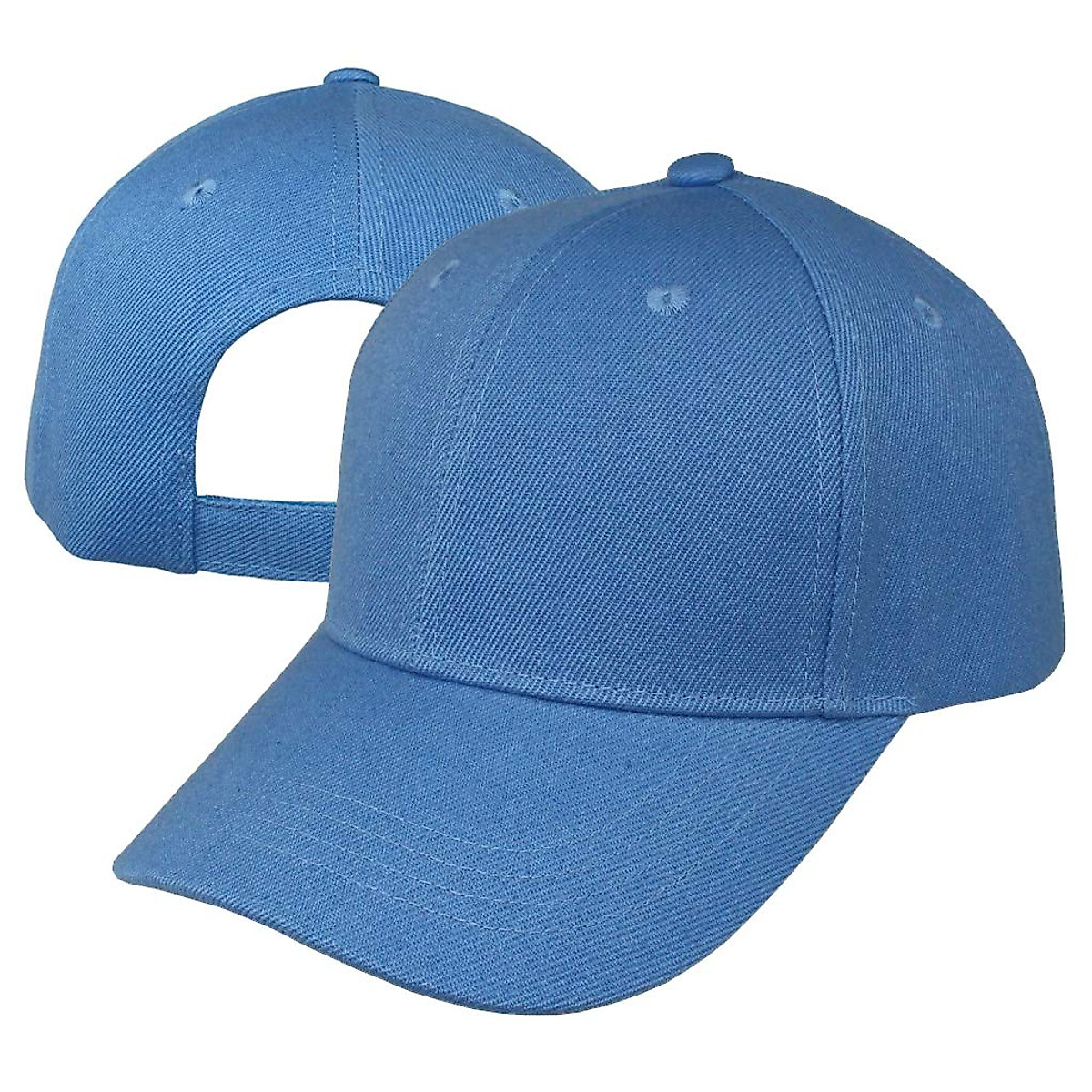 Basic Classic Acrylic Plain Hat Women Unisex Adjustable Velcro Closure Baseball Cap Men (Sky Blue)