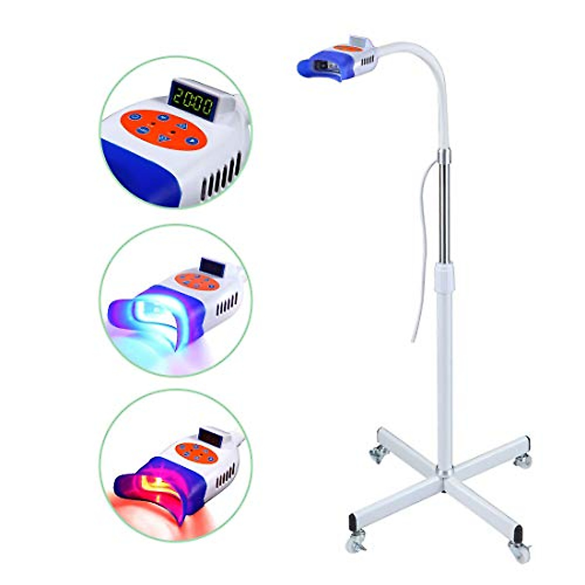 Lolicute Dental Teeth LED Whitening Lamp Bleaching Mobile Teeth Bleaching LED Accelerator Lamp Blue/Red Light 2 Colors 36W