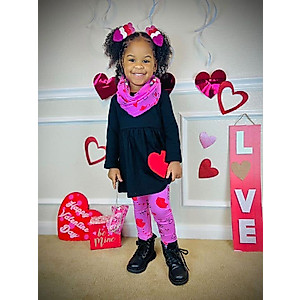 Unique Baby Girls Valentines Day Love Letters Toddler Outfit Legging Set (5 Years, Black)
