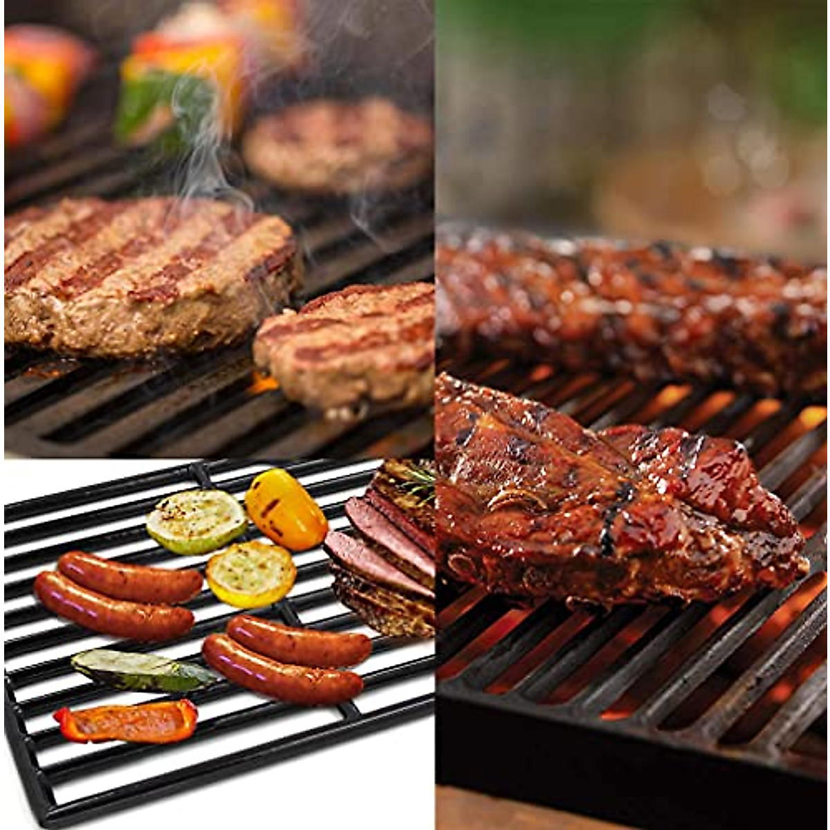 Votenli C752B(2-Pack) 15 Inch Cast Iron Cooking Grid Grates Replacement for Weber 7522 7521 Genesis Silver A Spirit 210 Spirit e210 Spirit 500 Parts