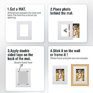 Falling in Art 50 Pack White Acid Free Pre Cut Mats - 11x14 Picture Frame Mats for 8x10 Photos with White Core Bevel Cut Matting for Prints, Artwork, and DIY Projects