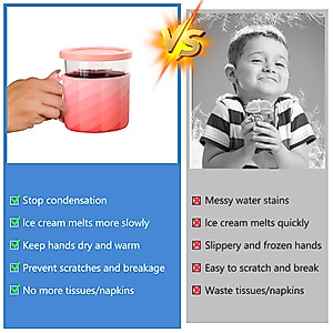 OVRRCSME Deluxe Ice Cream Pints Neoprene Sleeves 4 Pack，Compatible with Ninja Creami NC501 NC500 Series 24oz Ice Cream Maker Containers (24oz 4 Cups+4 Sleeve)