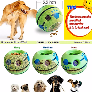 CREDIT 5 STAR Wobble Giggle Dog Treat Ball for Medium Large Dogs Interactive Dog Puzzle Toys Squeaky Ball Safe Gift for Dogs (Large, 5.5")