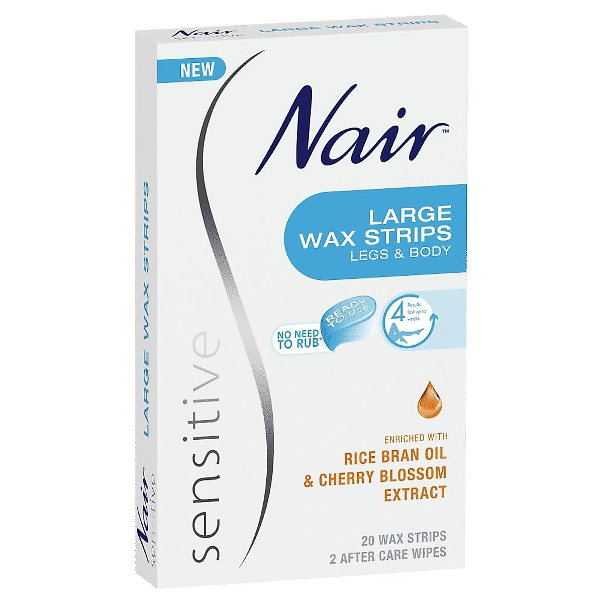 Nair Sensitive Large Hair Remover Wax Strips, 20 Count