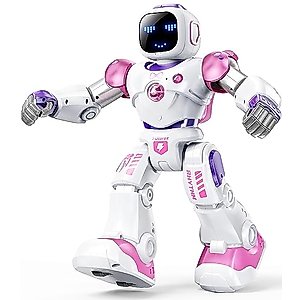 Ruko 1088 Smart Robot Toys for Kids, Large STEM Programmable Interactive RC Robot with Voice Control, App Control, Gifts for Boys & Girls Age 4 5 6 7 8 9, Pink