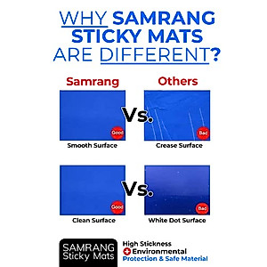 Samrang Sticky Pads, Cleanroom Sticky Mats for Construction 24" x 36" Adhesive, Walk Off Tacky Mat for Construction Lab-Room Hospital to Capture Dirt and Debris,30 Sheets per Pad (Blue) (4)