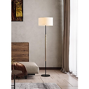 addlon Floor Lamps for Living Room, dimmable Floor lamp with 2 LED Bulbs, Super Large lampshade Modern Standing lamp, Bright Tall Floor lamp for Bedroom and Office (Adjustable Brightness) - Black