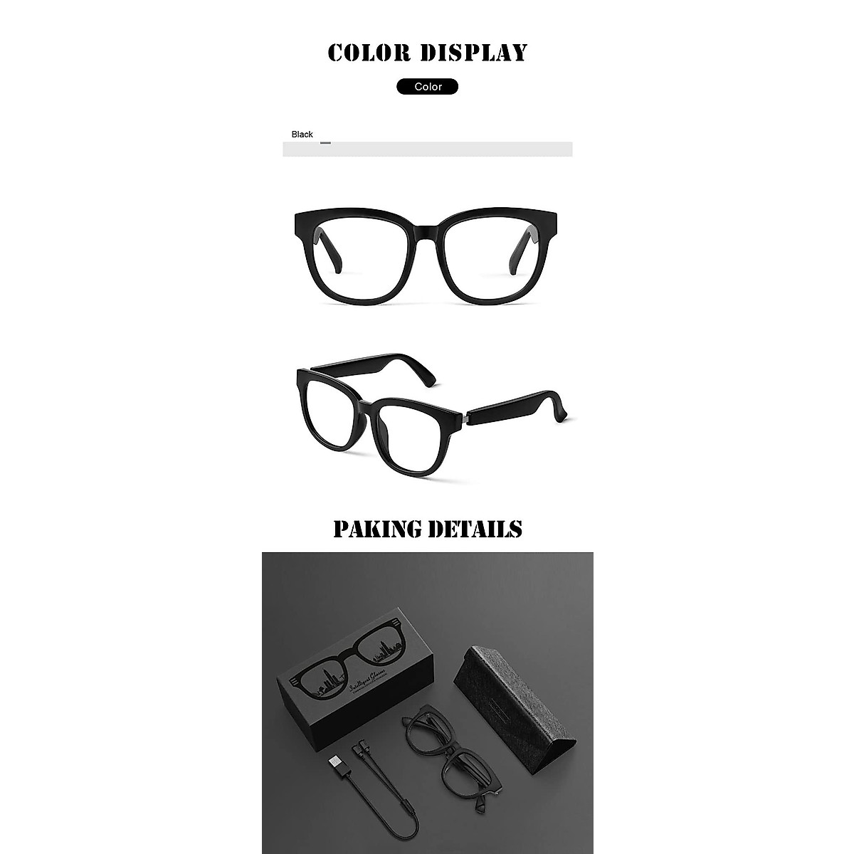 Smart Music Call Glasses Waterproof and Dustproof Anti -Blue Light Navigation Intelligent Voice Siri Awakening Sunglasses ABS Frame Personalized Headset (Round-Sunglasses)