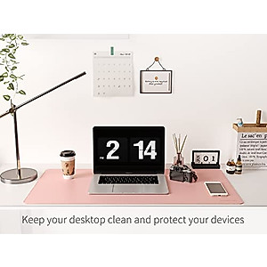RENMTURE Dual-Sided Desk Pad, Natural Cork & PU Leather Large Mouse mats for Office and Home Work, Desk Protector Non-Slip, Waterproof, Easy Clean (Pink, 32"x16")