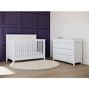Storkcraft Kenton 6 Drawer Double Dresser (White) Dresser For Kids Bedroom, Nursery Dresser Organizer, Chest Of Drawers For Bedroom With 6 Drawers, Universal Design For Children’s Bedroom
