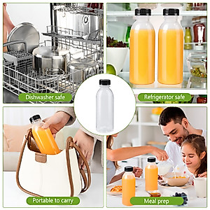 zmybcpack 12 Pack 8oz PP Heat-Resistant Plastic Juice Bottles With Caps-Plastic Smoothie Bottles-Reusable Bulk Beverage Containers with Lids For Juice, Beverage(Dishwasher Safe)