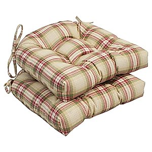 Blazing Needles 16-inch Rounded Back Chair Cushion, 16" x 16", Victoria's Garden 2 Count