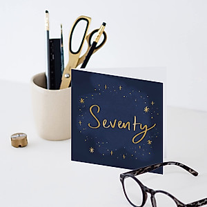 Old English Co. Stars 70th Birthday Card - Stylish Gold Foil Seventieth Celebrations Greeting Card for Her or Him | Seventy Card For Men and Women | Blank Inside & Envelope Included (70th)