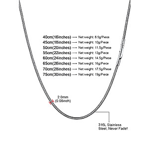 Classy Snake Chain Jewelry Women DIY Slim Chain Necklace 22 Inch 2MM Shiny Charms