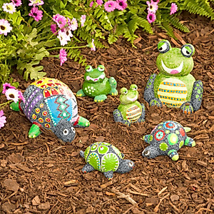 DIY Paint a Rock Pet Kit - Set of 6 (3 Frogs and 3 Turtles) - Includes Weather Resistant Paints and Paintbrush - 1.25'' - 5.75'' H