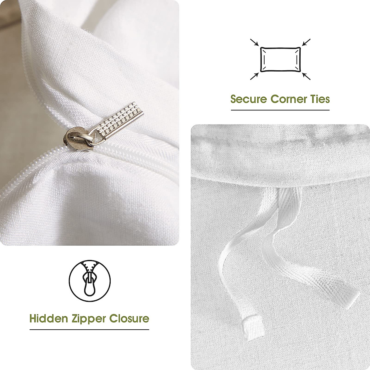 Grassix 100% Linen Duvet Cover King Size - Pure French Natural Linen Durable Comforter Cover for Hot Sleepers Stone Washed Cooling Moisture-Absorbing Duvet Cover with 2 Pillowcases