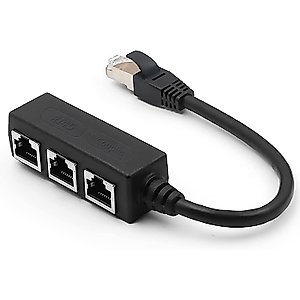 AHYBZN RJ45 Coupler, Ethernet Coupler, in Line Coupler for Super Cat5, Cat5e, Cat6, Cat7 LAN Ethernet Socket Connector Adapter, 1 Male to 3 x Female, Black