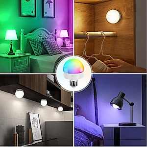 Rechargeable Battery Operated Light Bulbs with Remote Control,Timer and 15 Color Temperature,Wireless Puck Light Bulbs dimmable Magnetic Color Changing LED Bulb for Non-Hardwired Wall Sconce,2 Pack