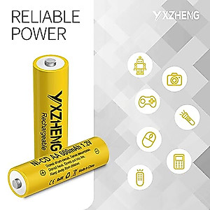 YXZHENG Batteries AA NiCd 600mAh 1.2V Rechargeable for Solar Garden Lights (16pcs AA)