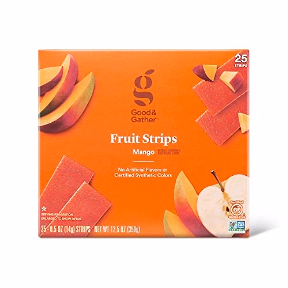 Fruit Strips Mango Fruit Leathers Healthy Snack Made with Real Fruit Puree Concentrate Good and Gather 25 Strips (Mango)