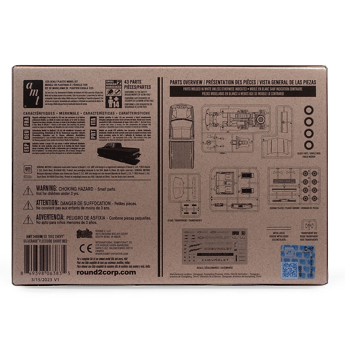 AMT 1992 Chevrolet Silverado Shortbed Fleetside Pickup Easy Build 1:25 Scale Model Kit