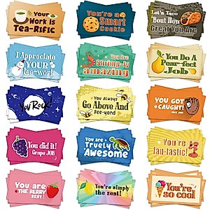 Honoson 300 Pieces Employee Appreciation Cards Bulk Inspirational Punny Cards Thank You Encouragement Cards Funny Affirmation Gifts Staff Business Cards for Team Teacher 15 Design