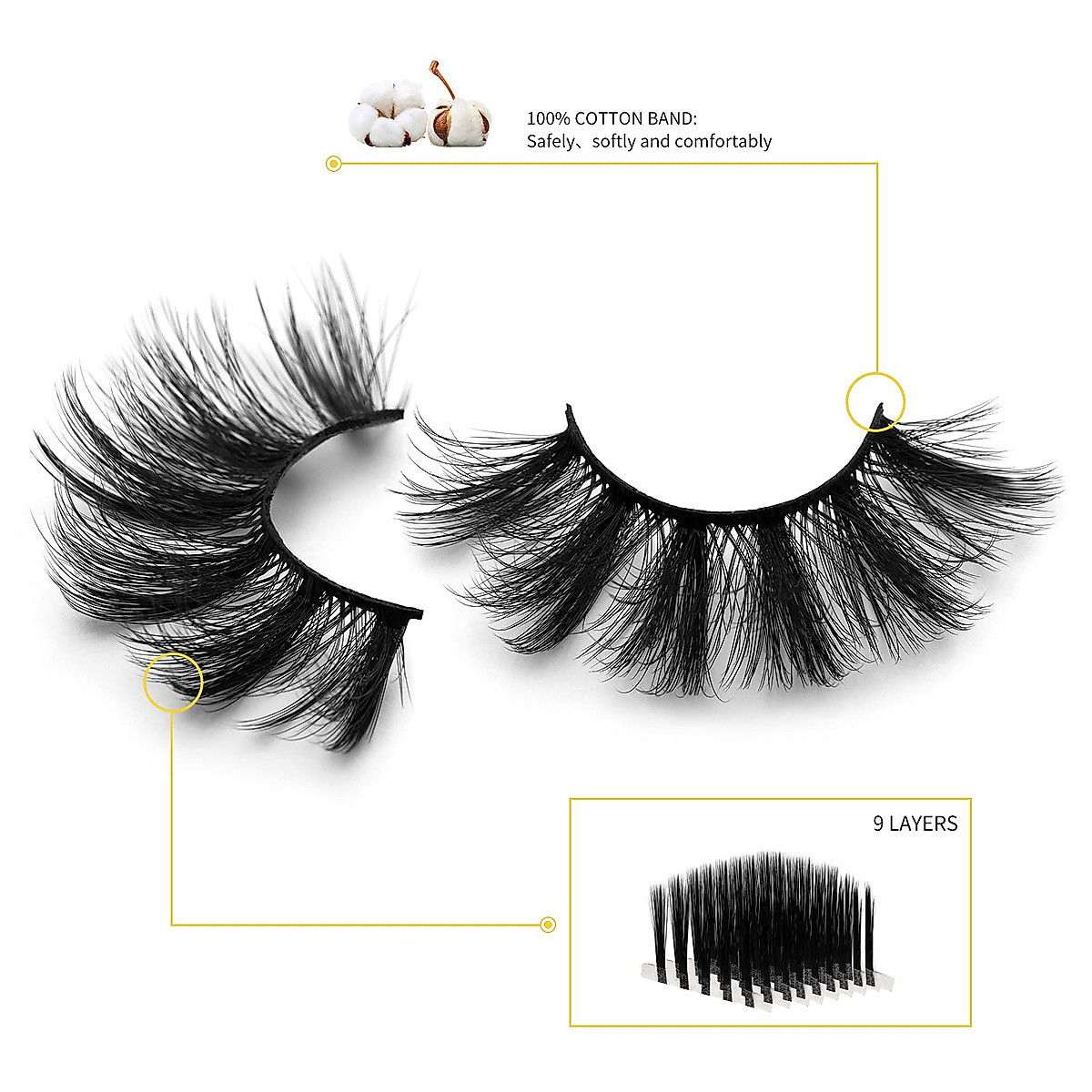 KOUSEI False Eyelashes Cat Eye Fluffy Lashes 10 Pairs Faux Mink Lashes Soft Thick Dramatic Fake Eyelash Handmade Eyelash No Glue