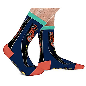 Funny Racing Socks for Men Teen Boys - I’d Rather Be Racing Socks Fun Novelty Cool Crazy Funky Crew Race Socks - Valentines Day Racing Gifts for Speed Racer Lovers Christmas Stocking Stuffers