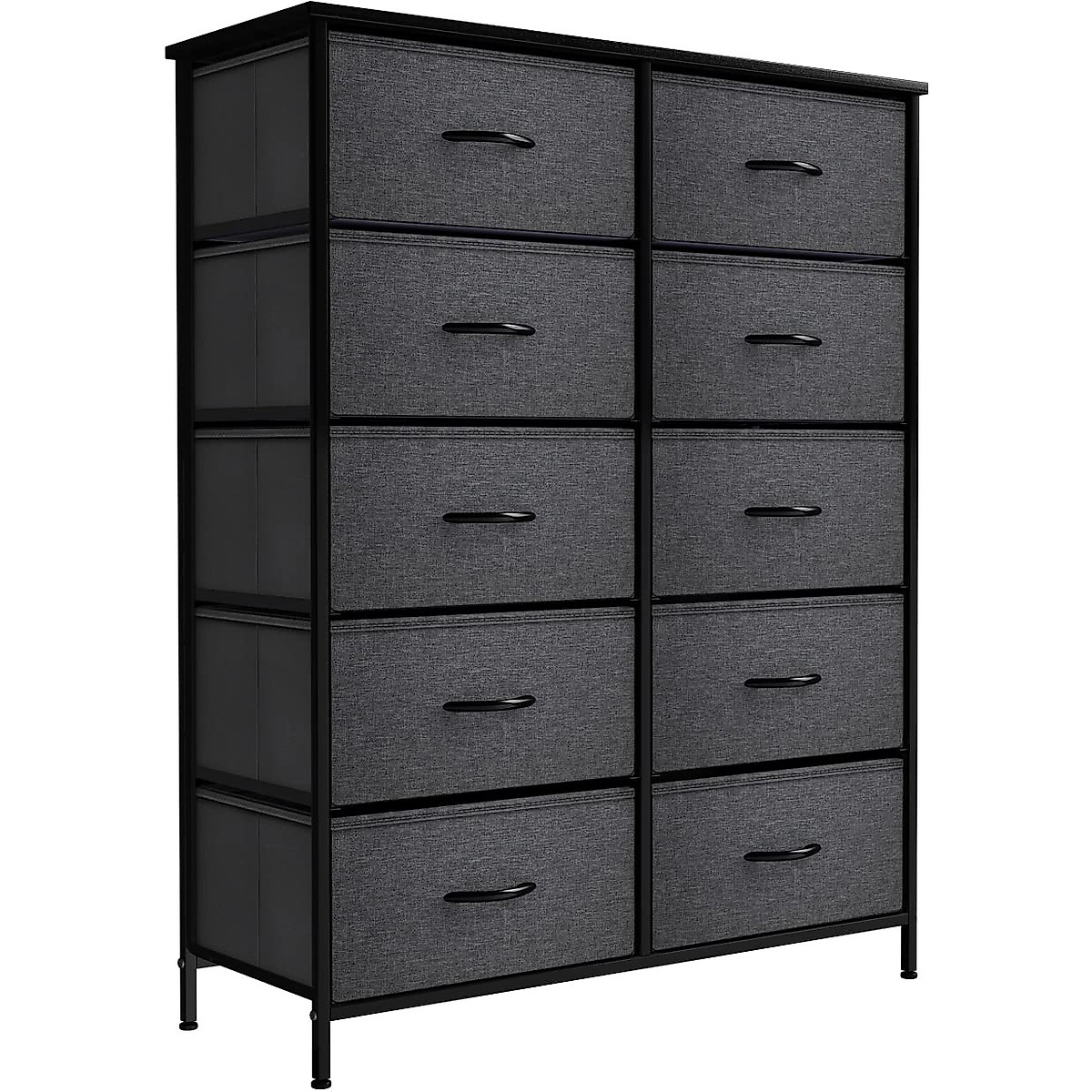 Sorbus Dresser with 10 Faux Wood Drawers - Storage Unit Organizer Chest for Clothes - Bedroom, Hallway, Living Room, Closet, & Dorm Furniture - Steel Frame, Wood Top, & Easy Pull Fabric Bins