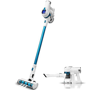 LUCKWIND Stick Vacuum Cleaner Handheld Cordless Electric Broom – Powerful Suction HEPA Filteration Lightweight Upright Rechargeable for Carpet Floor Car LED Bagless Portable(22kpa, Blue)