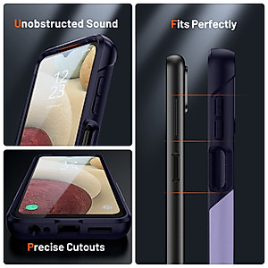 Jeylly for Samsung Galaxy A12 Case, Samsung A12 Phone Case with Screen Protector [2 Pack], Heavy-Duty Tough Rugged Slim Shockproof Protective Case for Samsung Galaxy A12/M12, Light Purple