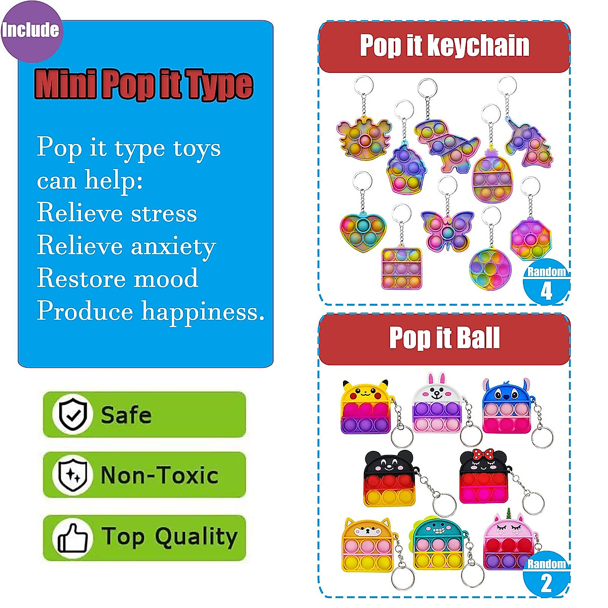 103PC Premium Party Favors for Kids,Assortment Cute Mini Pop Toys for Classroom Rewards,Carnival Prizes,Pinata Fillers,Treasure Chest, Prize Box Goody Bag Stuffers for 3-6-10 Boys and Girls