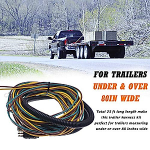 CARROFIX Trailer Wiring Harness 4-Way Flat Connector 25 FT Long - 18-Gauge Color Coded Trailer Wire Extension with 3 FT Ground Wire