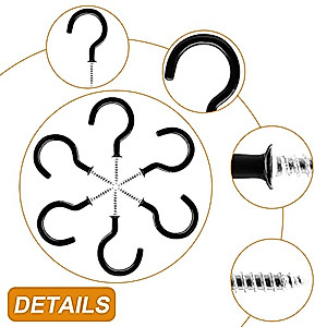 Biaungdo 2 Inch Metal Screw-in Hooks, Black and White Ceiling Cups Hooks for Hanging, 12 Pcs