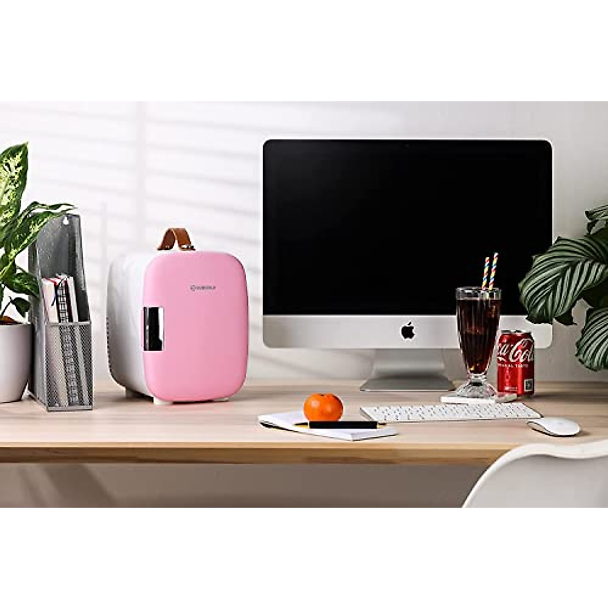 Subcold Pro4 Luxury Mini Fridge Cooler 4 Litre / 6 Cans AC & Exclusive USB ECO Power Option | Portable Small Refrigerator For The Office, Bedroom, Car, Travel, Skincare & Cosmetic (Pink)