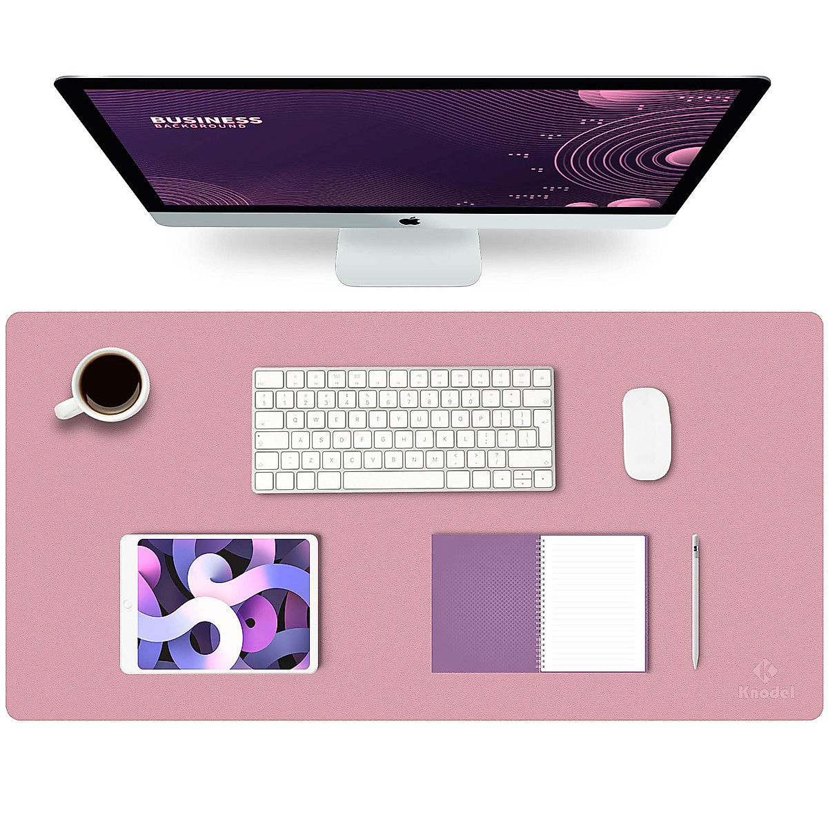 K KNODEL Large Office Leather Desk Mat, Mouse and Keyboard Pad, Computer and Laptop Mat, Desktop Protector and Cover, Writing Pad and Blotter (31.5"x15.7", Purple)