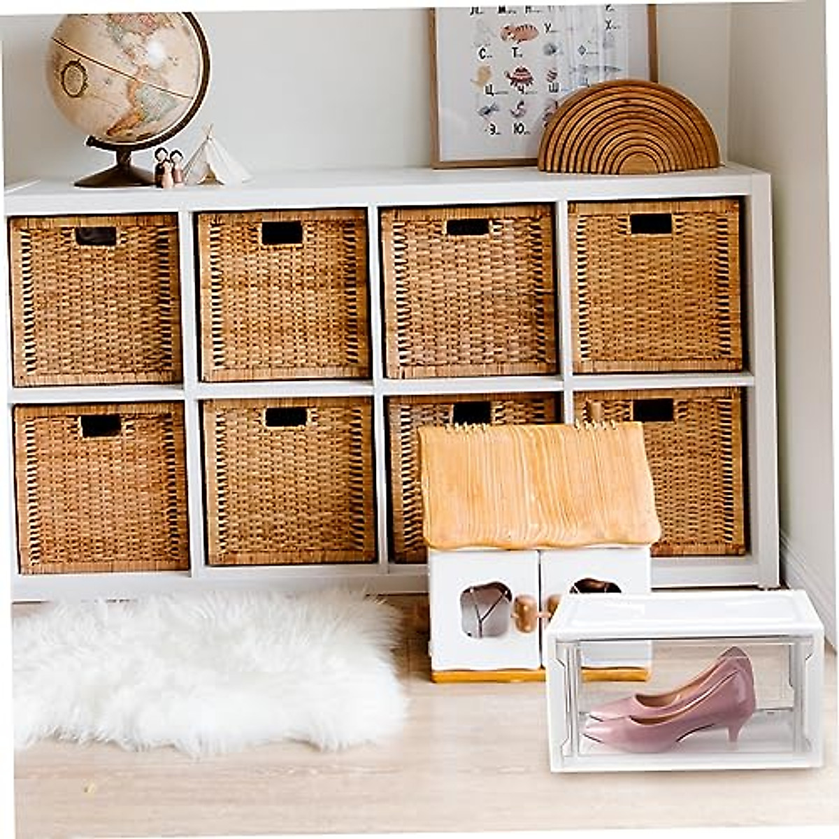 GARVALON 1PC Box shoe storage box shoe box shoe organizers shoe container closets plastic to go containers clear container Dampproof Shoes Storage Case storage bag sneakers pp plastic white