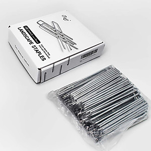 Cesun Garden Landscape Staples 6 Inch 9 Gauge Heavy Duty Galvanized Ground Stakes Fabric Pins Weed Barrier Stakes for Yard Art, Lawn Stuff, Sod and Ground Cover, 100 PCS