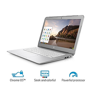 HP Newest 14-inch Chromebook HD SVA (1366 x 768) Display, Intel Dual Core Celeron N2840 2.16GHz, 4GB DD3L RAM, 16GB eMMc Hard Drive, Bluetooth, HDMI, Stereo Speakers, HD Webcam, Google Chrome OS