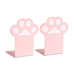 Wonzonewd File Sorters Cute Paw Book Stand Holder Shelf Desktop Bookends for Kid Child Student (Color : Pink)