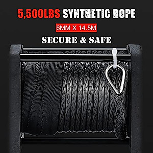 FIERYRED 12V 5500LBS Electric Winch with Synthetic Rope, Wireless Remote Control Winch for ATV, UTV,Truck, Off Road Trailer,3 Colours Clutch Knob Wired Anailable