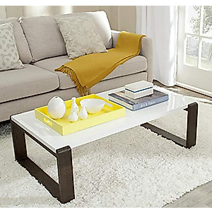 Safavieh Home Collection Bartholomew Mid-Century Modern White and Grey Lacquer Coffee Table