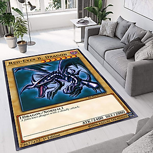 SHOUSE Anime Black Dragon Red Eyes Area Rectangle Rugs Living Room Carpet Floor Decor (96 * 60 inches)