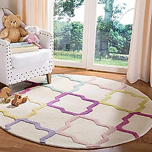 SAFAVIEH Kids Collection 5' x 8' Ivory/Multi SFK102A Handmade Trellis Wool Area Rug