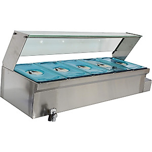 INTBUYING 40Inch 5 Pot Bain-Marie Food Warmer 110V 1500W 6 inch Deep Pan