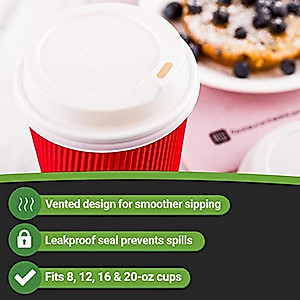 LIDS ONLY: 500-CT Disposable White Lid for Coffee and Tea Cups - Fits 8, 12, 16, 20-OZ Cups: Perfect for Coffee Shops, Juice Shops, and Takeout - Restaurantware
