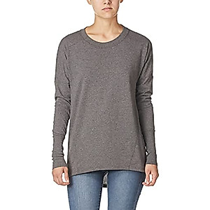 Fruit of the Loom womens Essentials French Terry Pants and Tri-blend Tees Shirt, Scoop Neck - Black Heather, Medium US