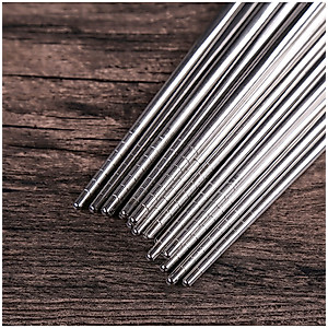 Taohang 5 Pairs Stainless Steel Reusable Chopsticks Dishwasher Safe Metal Chopsticks Lightweight Chop Sticks for Home and Restaurant (square)