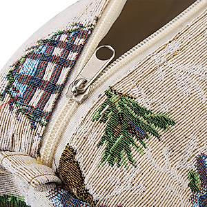 AYNEFY Handmake Knitting Bag, 17.32 x 5.51 x 6.69 inch Household Fabric Crafts Knitting Needles Storage Sweater Sewing Needles with Carry Handles Organizer Bag(Purple Flower)